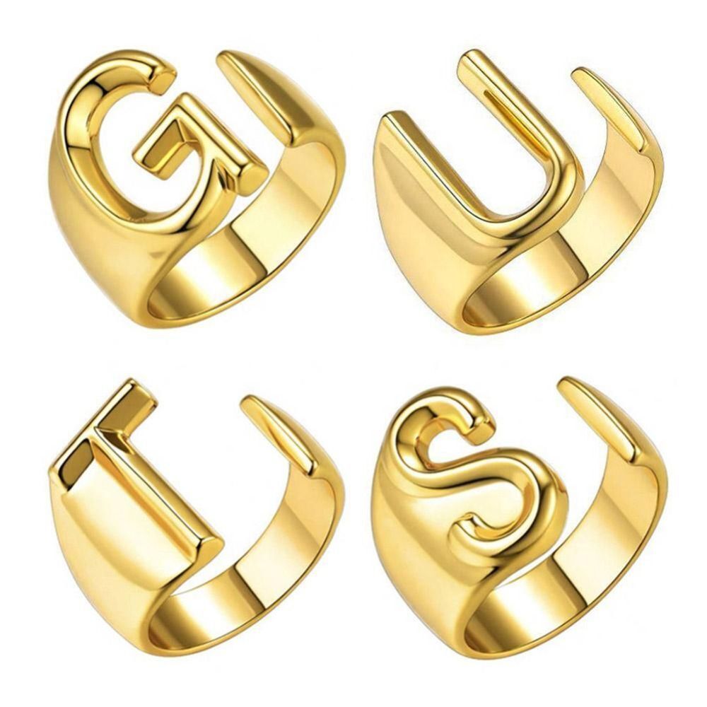 Adjustable Letters Opening Ring Open Hollow Initials Name Ring Finger ...