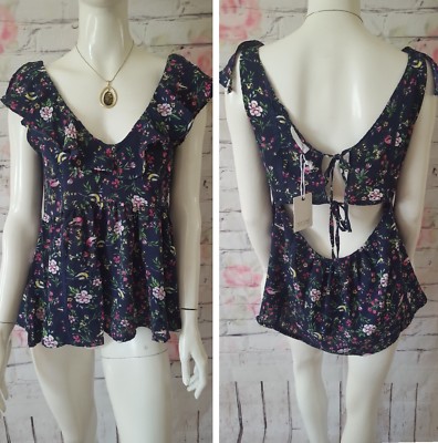 MY STAR COLLECTION,SUMMER FLORAL TOP,NAVY,SMALL,BRAND NEW | eBay UK