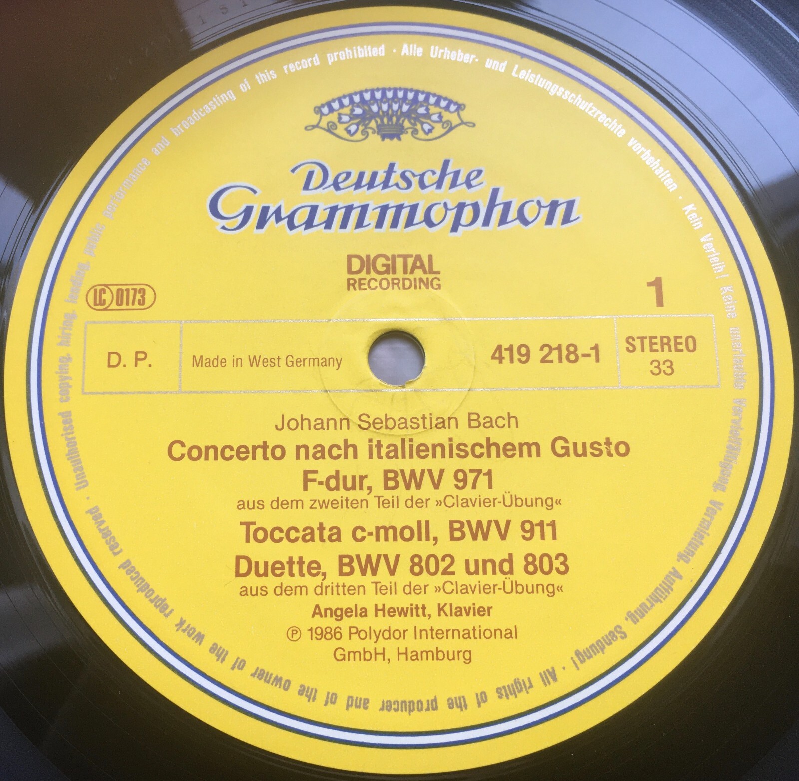 Angela Hewitt - Bach - DGG 1986 - LP - | eBay