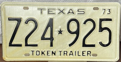 VTG “Expired” 1973 Texas Token Trailer License Plate # Z24 925 All ...