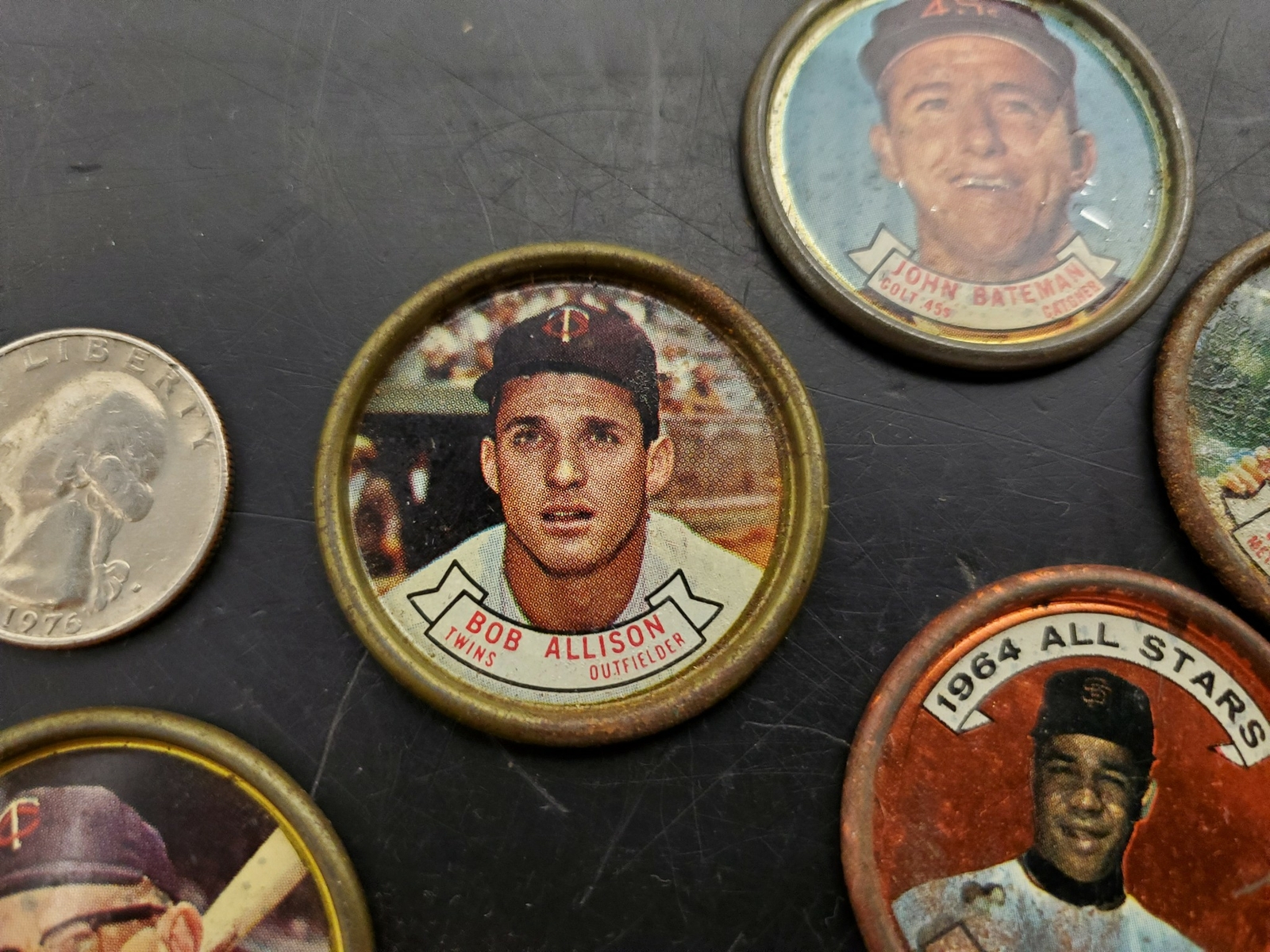 Vintage Collection 9 Topps Baseball Metal Coins/Bottle Caps Collectible ...