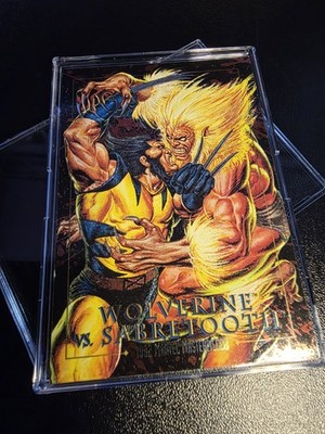 1992 marvel masterpieces wolverine vs sabretooth Prisim Card | eBay