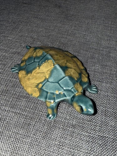 Vtg Turquoise Blue Tan Ceramic Turtle Tortoise Figurine Figure | eBay
