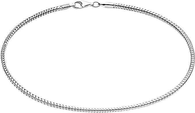 1MM Solid 925 Sterling Silver Italian DIAMOND CUT Snake Anklet 9" or 10 ...