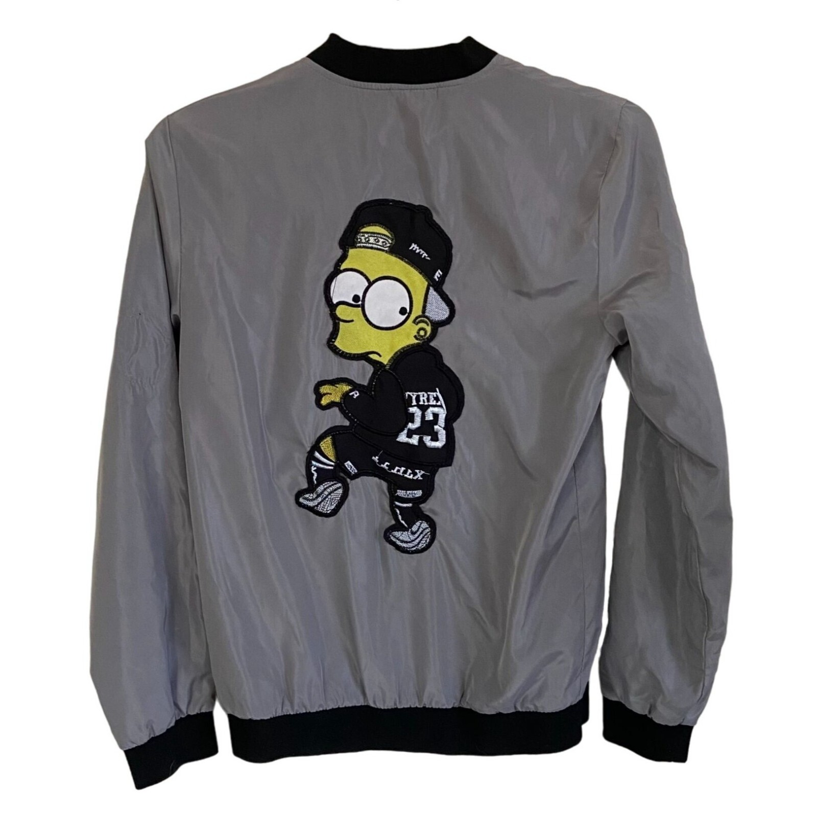 Bart Simpson Windbreaker Vintage Grey Embroidered Nic… - Gem
