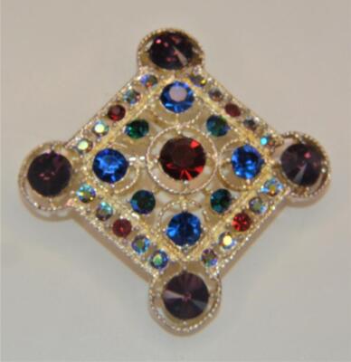 Vintage Silvertone Multicolor Rhinestones RHOMBUS Shape Pin Brooch | eBay