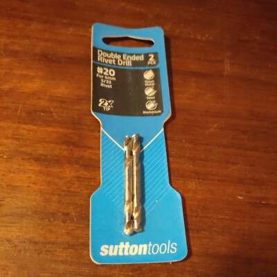 Sutton Tools #20 Tupoint Drill Bit 2Pcs 135 Deg To Suit 5/32" Rivets ...