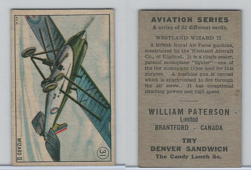 V88 Paterson, Aviation Series, 1930, #31 Westland Wizard II Airplane | eBay