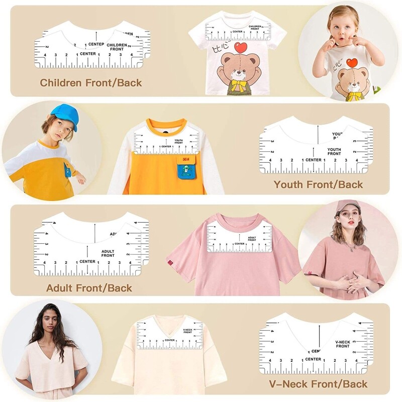 8pcs T-Shirt Alignment Ruler Guide Tool to Center Designs for Placement ...