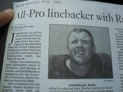 1936-2013 JACK PARDEE OBITUARY ALL-PRO LINEBACKER FOR LOS ANGELES RAMS ...