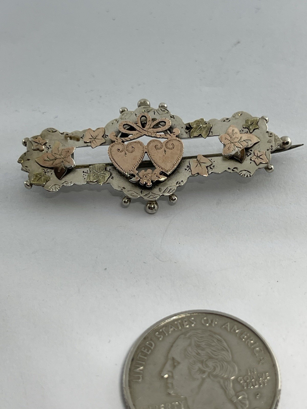 Early Victorian Repousse Sterling Silver & Rose Gold … - Gem