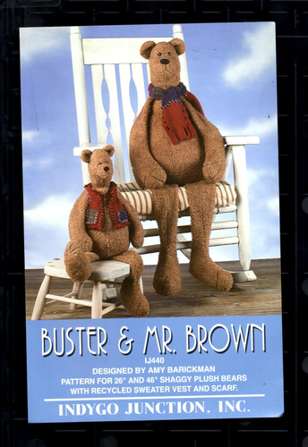 BUSTER & MR. BROWN 26" & 46" Shaggy Plush Bear Indygo Junction Inc Craft Pattern | eBay