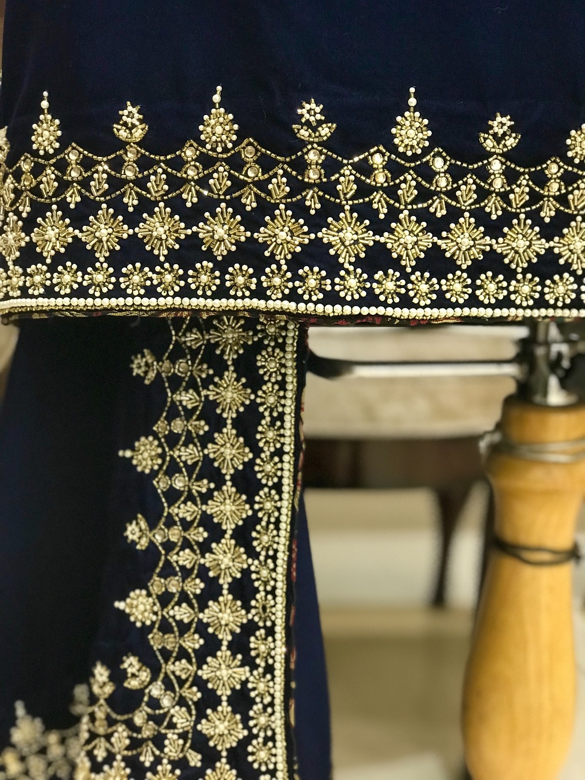 Blue Velvet Shawl, Blue Velvet Hand Work Women Wrap, Cut-Daana & Pearl ...