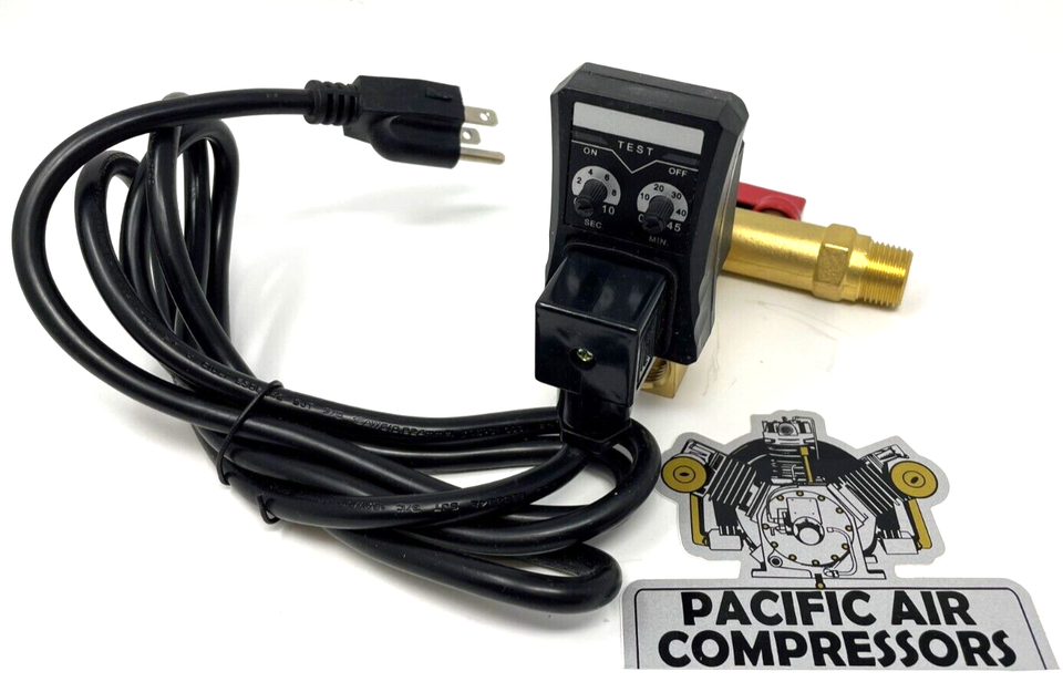 Air Compressor Tank Drain Kit Timed Electric Auto drain Strainer Ball ...