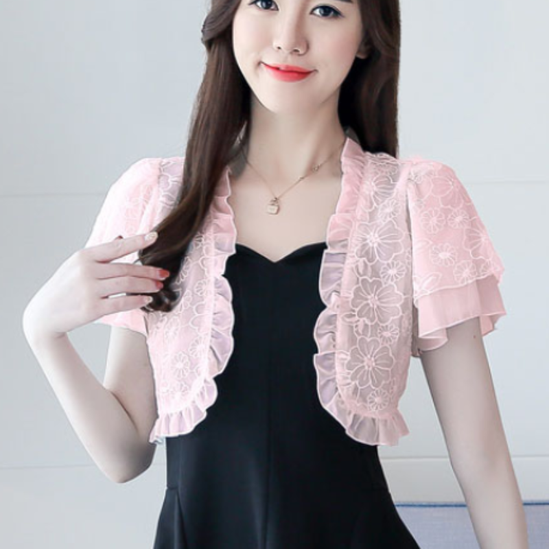 Ruffles Women Lace Shrug Bolero Capelet Cardigan Cape Hollow Out Crop ...