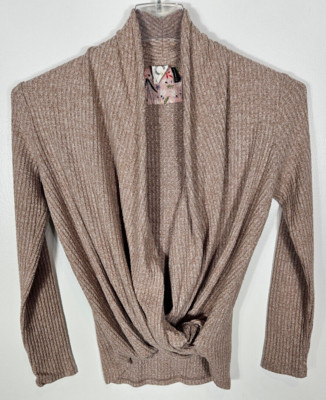 Anthropologie Akemi +Kin Women's XS Tan Faux Wrap Sweater? Top LS Deep ...