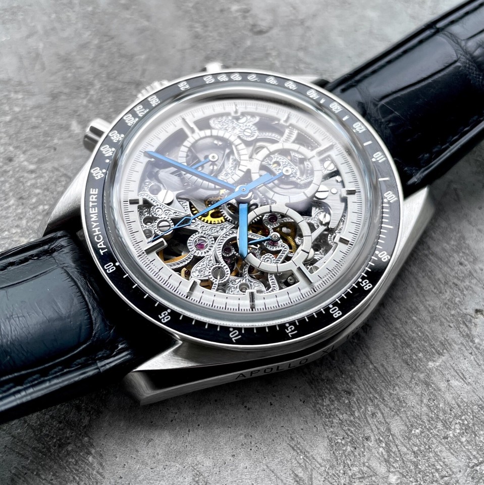 1994 Omega Speedmaster Apollo XI 25TH Platinum Skeleton 3096.30 - 50 ...