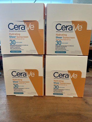 4-Boxes 30-CeraVe Hydrating Sheer Sunscreen SPF 30 for Face and Body~0. ...