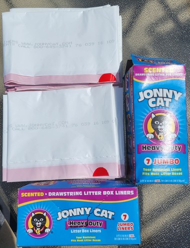 JONNY CAT Heavy Duty JUMBO drawstring Litter Box Liner 4 Boxes (7ea) 28 ...