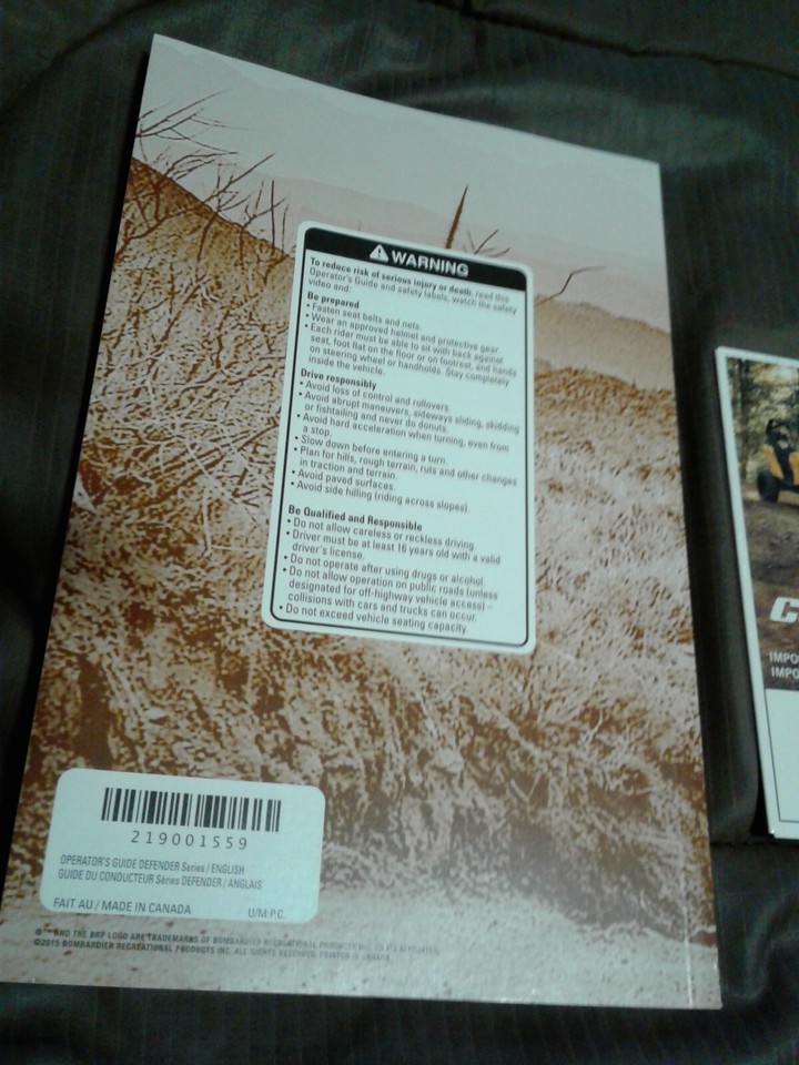 Can-Am 2016 Operator's Guide Defender Series & DVD | eBay