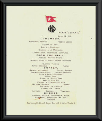 Titanic Last Menu White Star Line Reprint On Fine Linen Paper *P010 | eBay