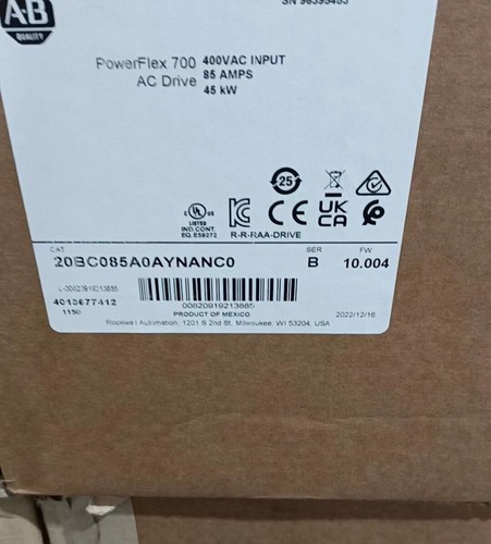 20BC085A0AYNANC0 PowerFlex 700 AC Drive 85 A 45 kW 20B NEW with ...