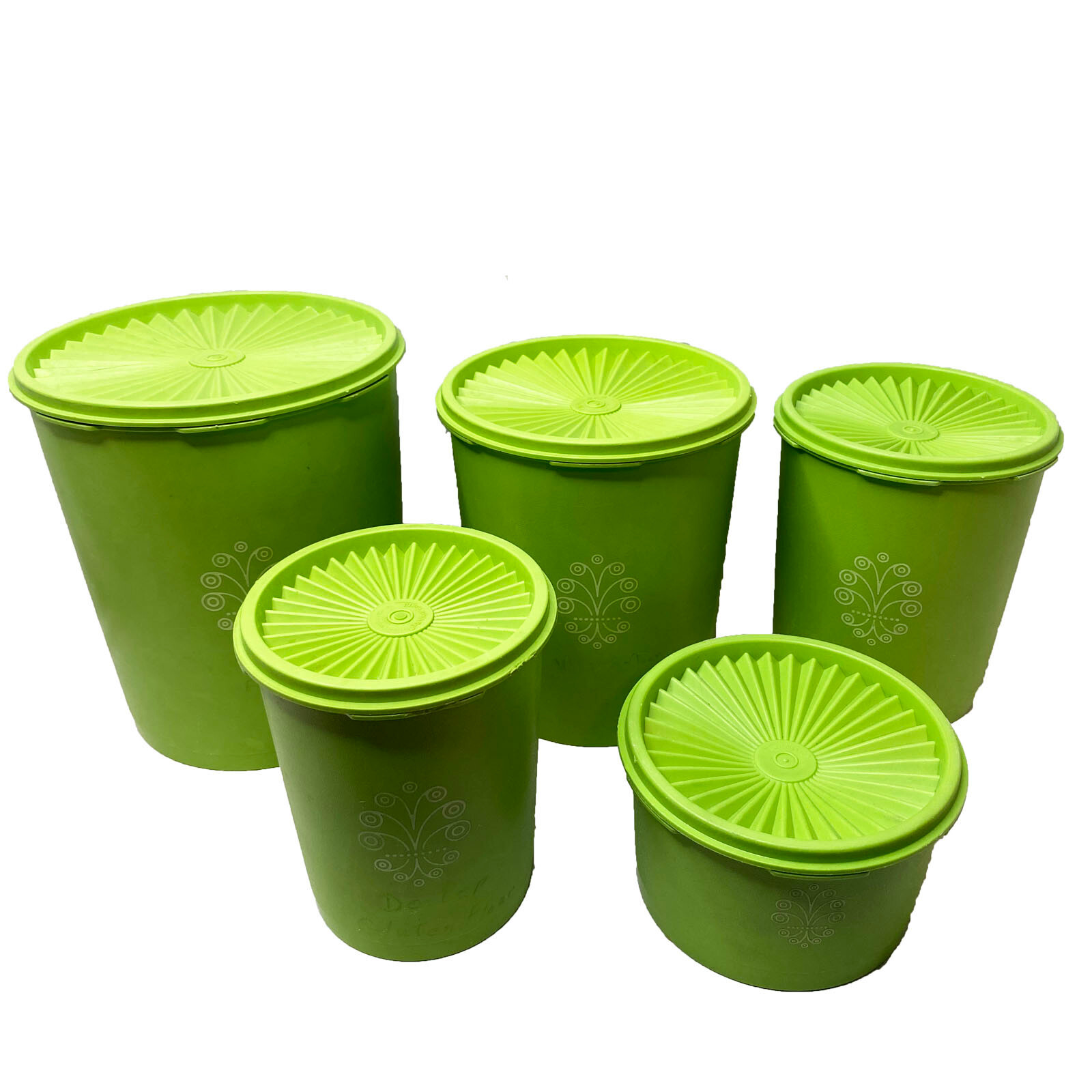 Set of 5 Vintage 1970's Tupperware Servalier Lime Green Nesting ...