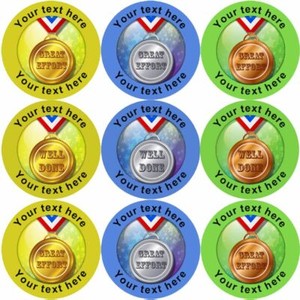144 Personalised Medals 30mm Reward Stickers for Sports Day, Teachers ...