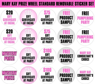 Mary Kay Stickers for Mary Kay Prize Wheel 16 wedge design for 24 ...
