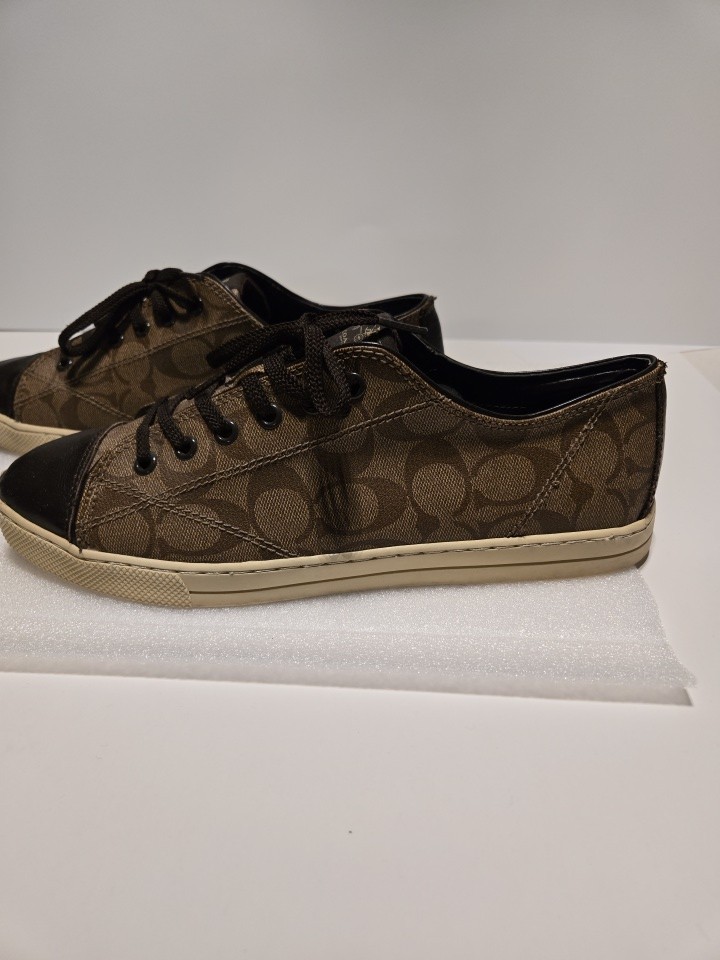 Coach Parkway Tennis Shoes Women’s 11 B Dark Khaki Low Top Monogram ...