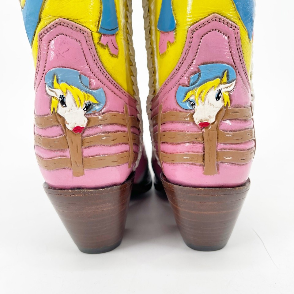 RARE Old Gringo Pink Calamity Cartoon Leather Cowgirl Rodeo Boots Women ...