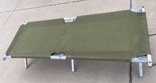 Army Military Cot Folding Metal Frame Camping Heavy Duty Vintage | eBay