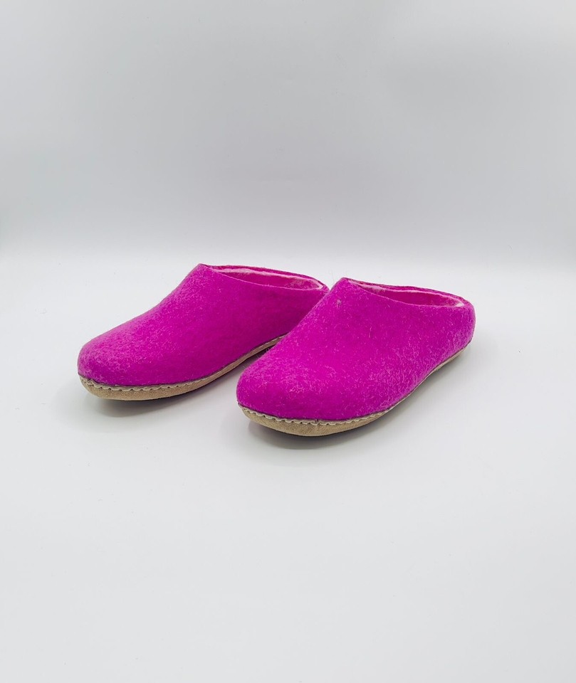 Handmade Wet Felted 100% Wool Slippers with Natural Latex Sole, Pink | eBay