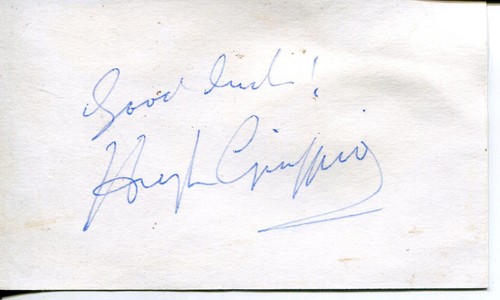 HUGH GRIFFITH ACTOR IN BEN HUR & MUTINY ON THE BOUNTY SIGNED CARD ...