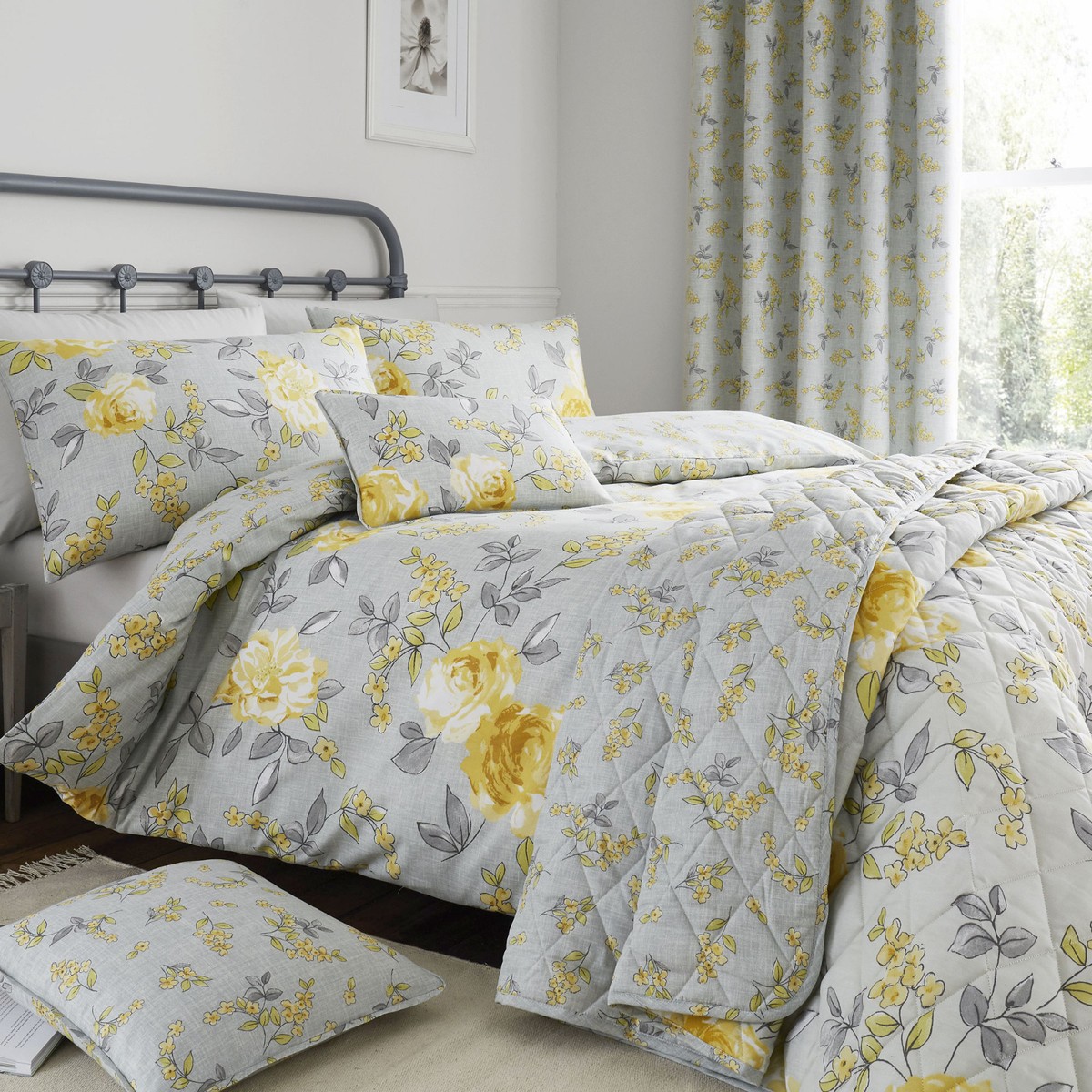 Grey And Yellow Bedding Mirage Ochre Reversible Duvet Cover And