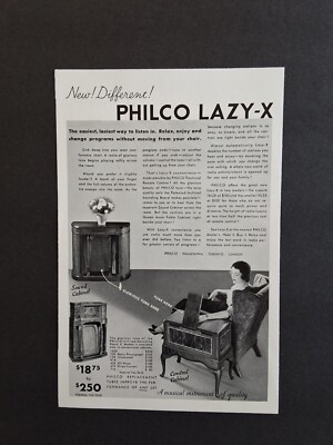 Philco Lazy-X Tube Radio Dial & Remote Control Cabinet - Antique 1933 ...