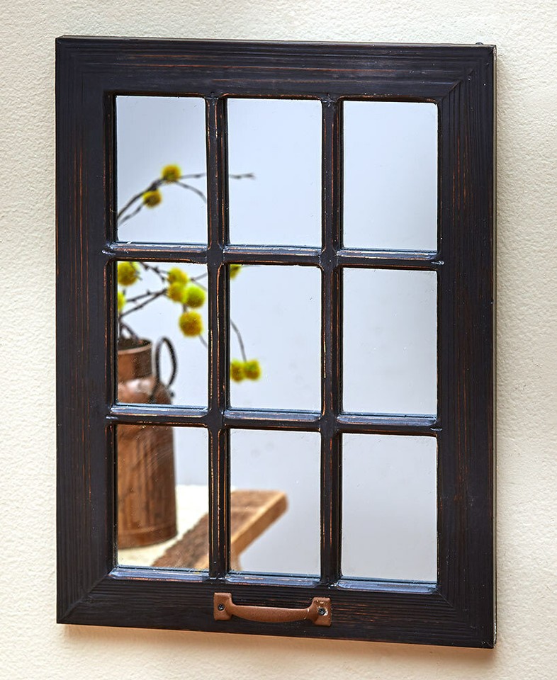 Distressed Wood Windowpane Arch Mirror Country Farmhouse Home Decor ...