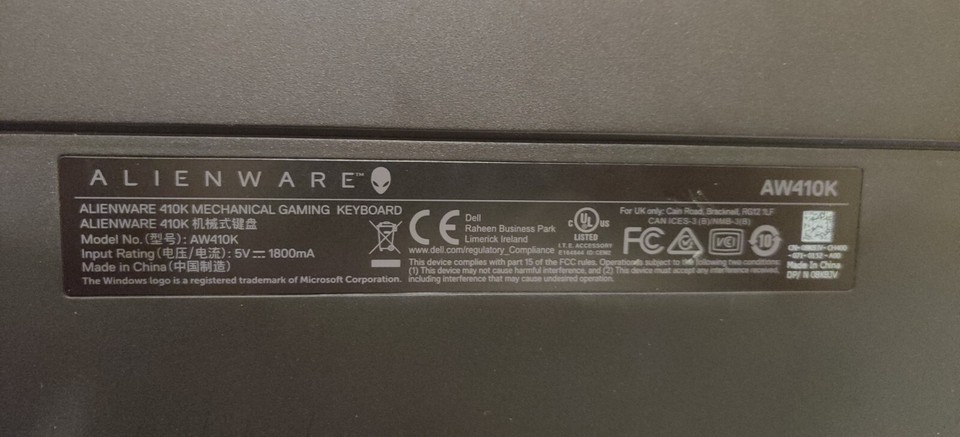 Alienware 410K Mechanical Gaming Keyboard | eBay