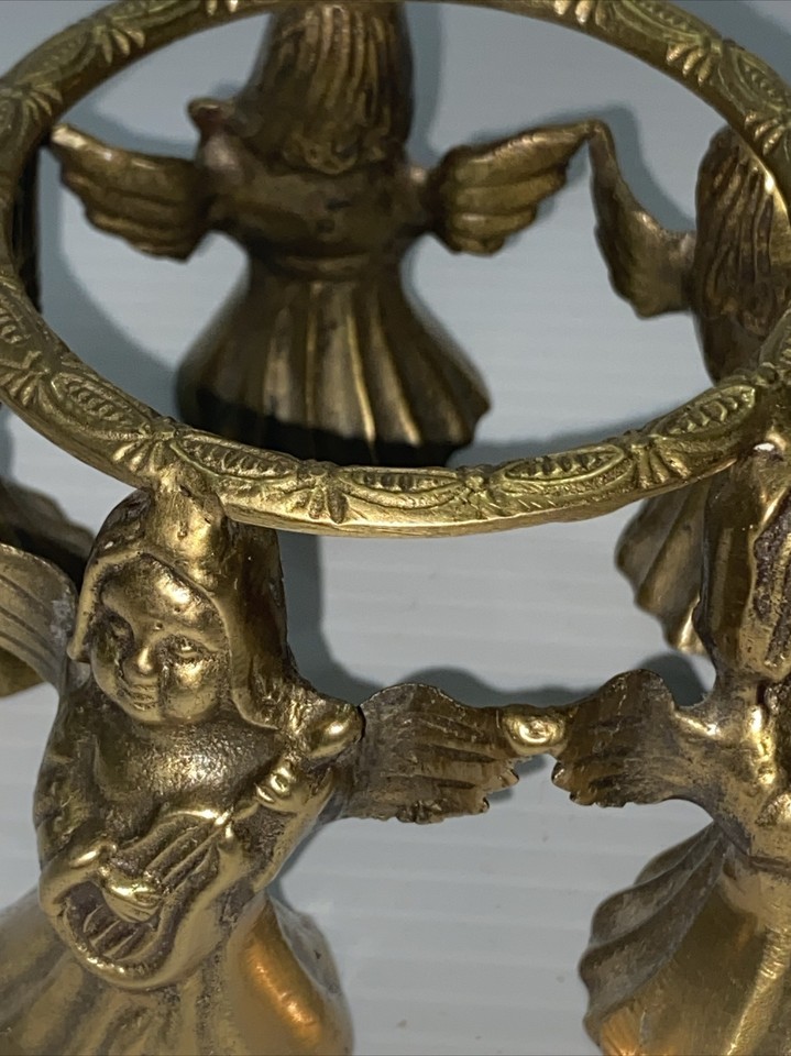 Vintage Solid Brass Angels Cherubs Sphere, Egg, Orb, Ball, Sphere Stand ...