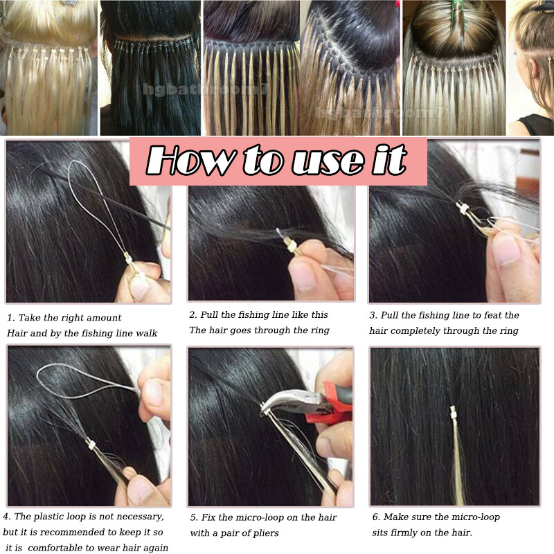 Micro Loop Rings Human Hair Extensions Micro Links 100% Russian Remy ...