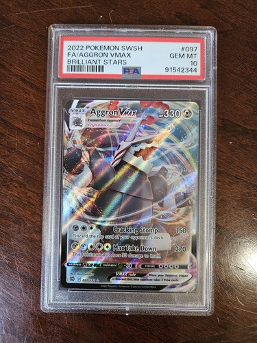 Pokémon TCG Aggron VMAX Brilliant Stars 097/172 Holo Ultra Rare PSA 10 ...