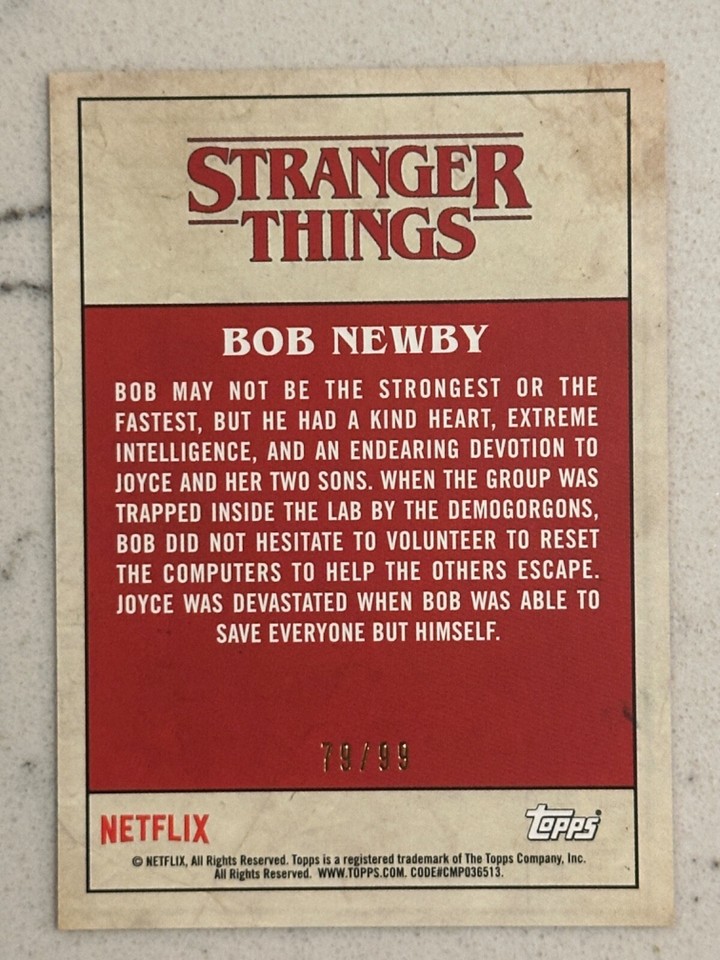 2019 Stranger Things The Upside Down Bob Newby No.15 #79/99 -15 | eBay