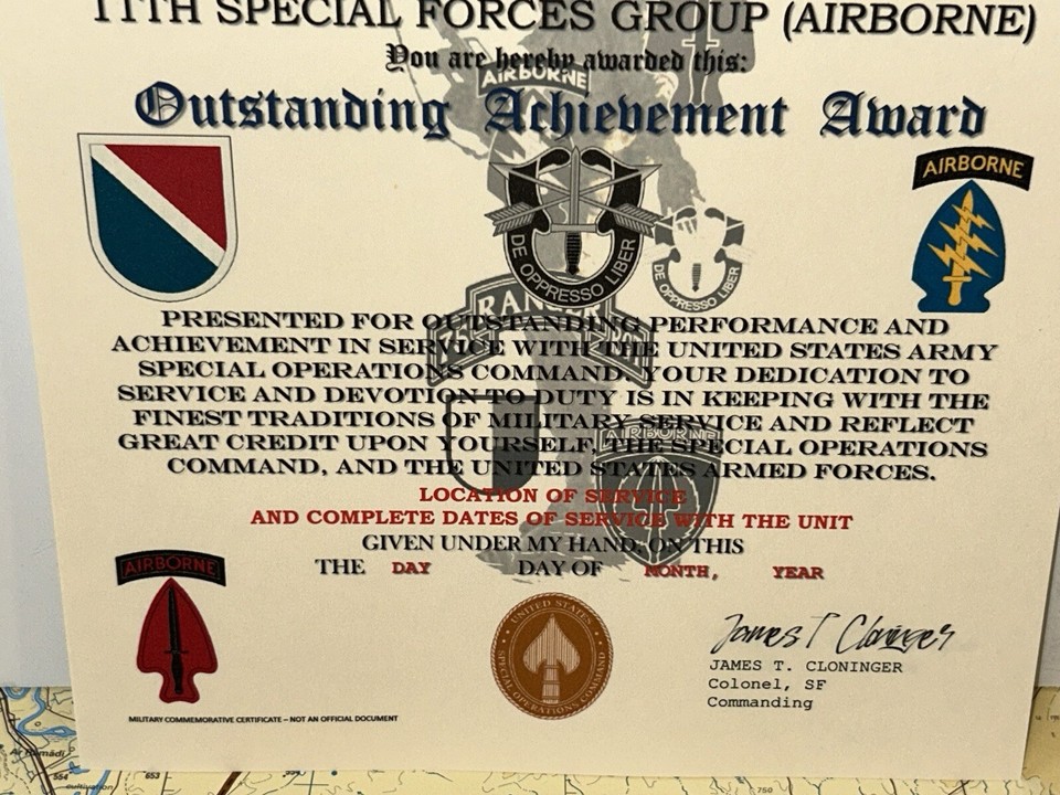 U.S. ARMY - 11TH SPECIAL FORCES GROUP (AIRBORNE) OUTSTANDING ...