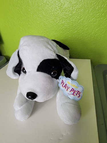 Plush Dog Toy Play Pets Black White Spots Kuddle Me Toys Plushie Doggy ...