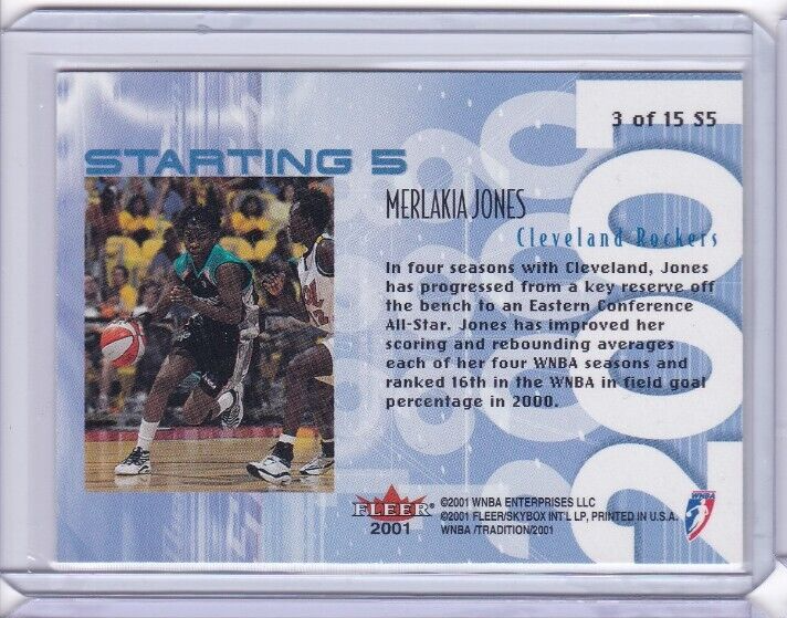 2001 Fleer Tradition WNBA Starting 5 #3 MERLAKIA JONES CLEVELAND ...