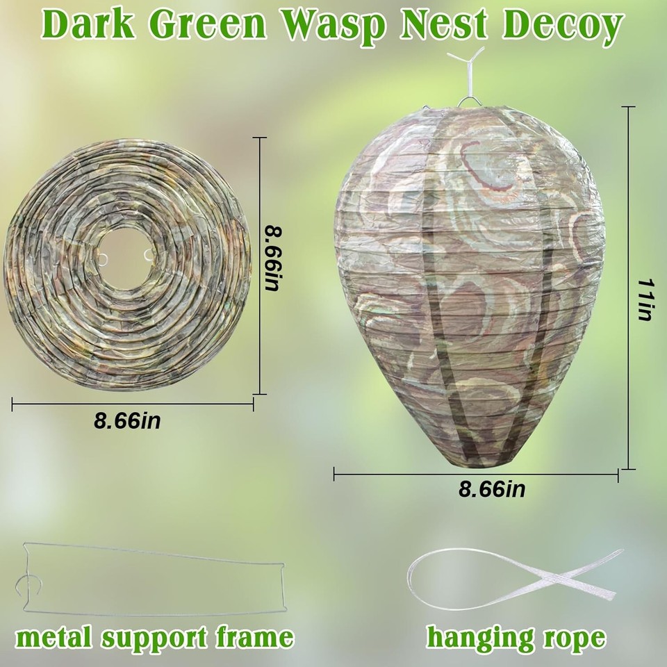 Pack of 8 Fake Hornet Nest Decoy Wasp & Carpenter Bee Repellent Outdoor ...