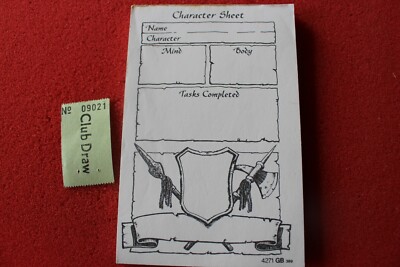 Games Workshop Heroquest Character Sheet Book Notepad Hero Quest Board ...