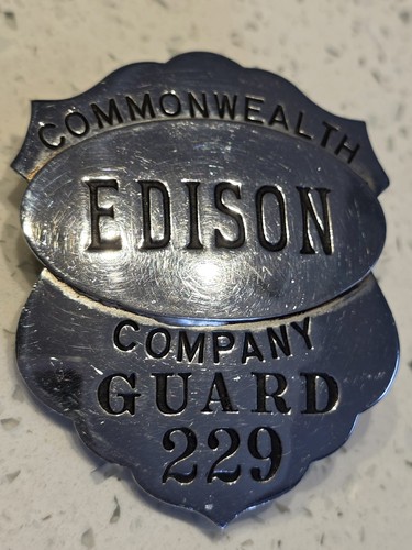 Vintage Commonwealth Edison Electric Company GUARD Badge #229 Meyers ...