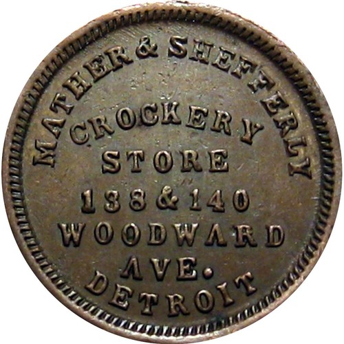 1863 Detroit Michigan Civil War Token Mather & Shefferly Crockery Store ...