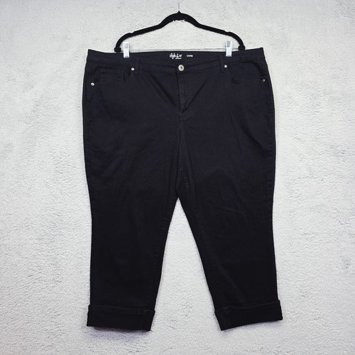 Style and Co Capri Jeans Womens Plus Size 22W Black High Rise Stretch ...
